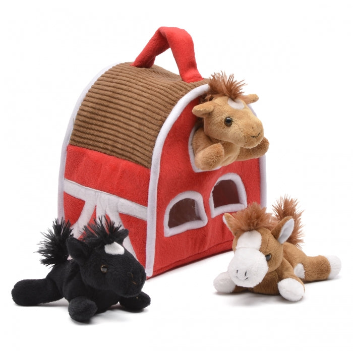 9" RED BARN HORSE FINGER PUPPET HOUSE | Imagination Unlimited